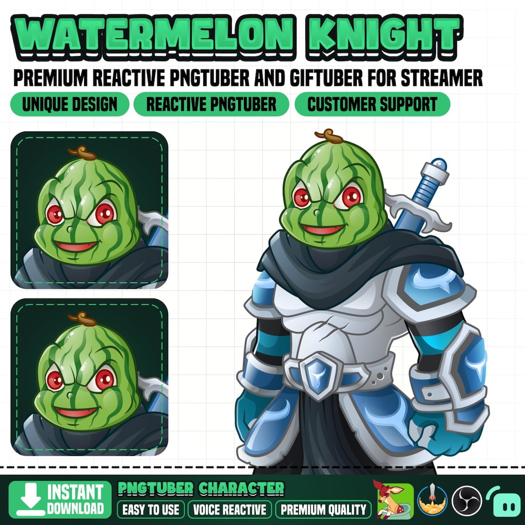Pngtuber Water Melon Knight Premade Pngtuber Thematic Pngtuber Pngtuber ...