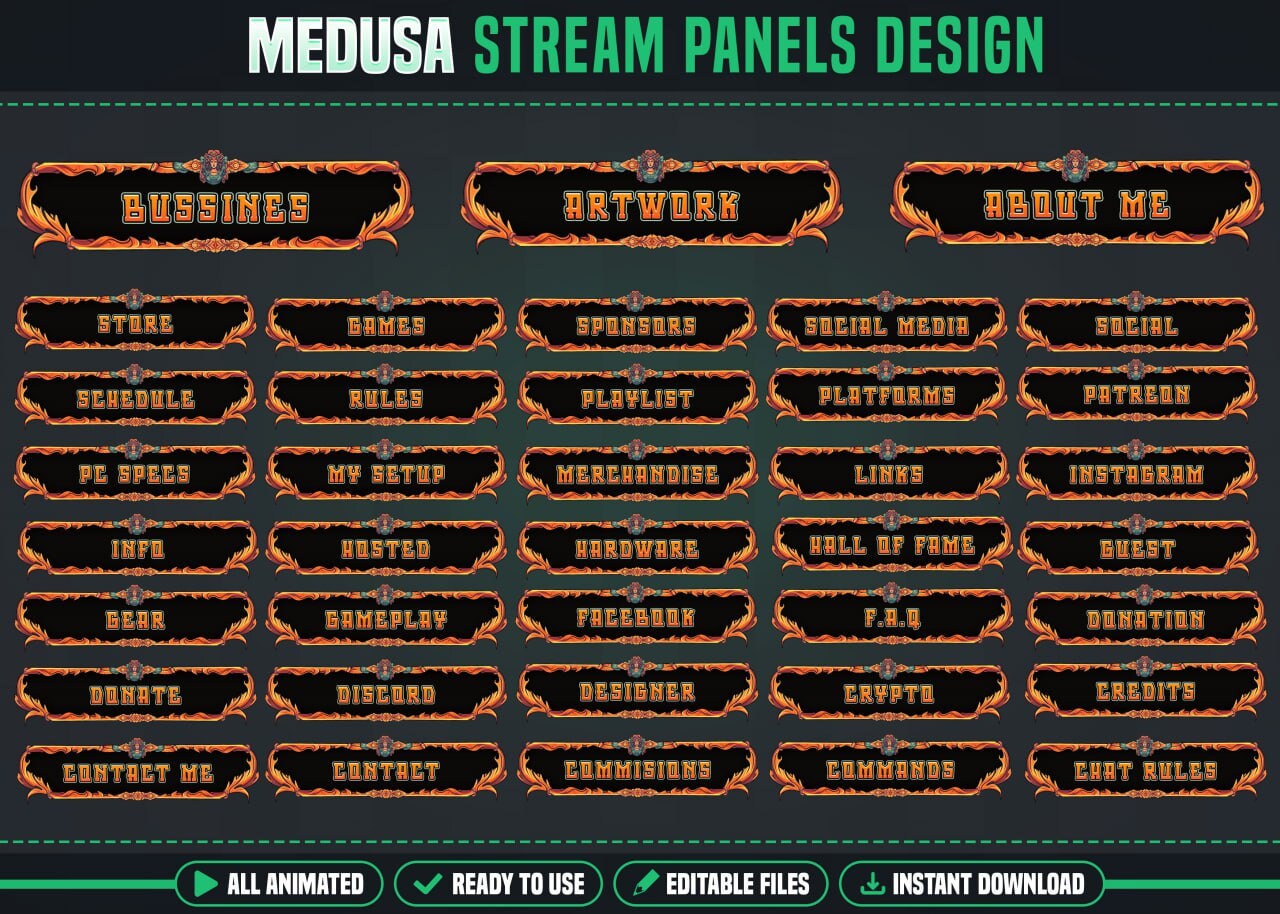 Mythology Medusa Stream Overlay Package Medusa Twitch Package Mythology ...