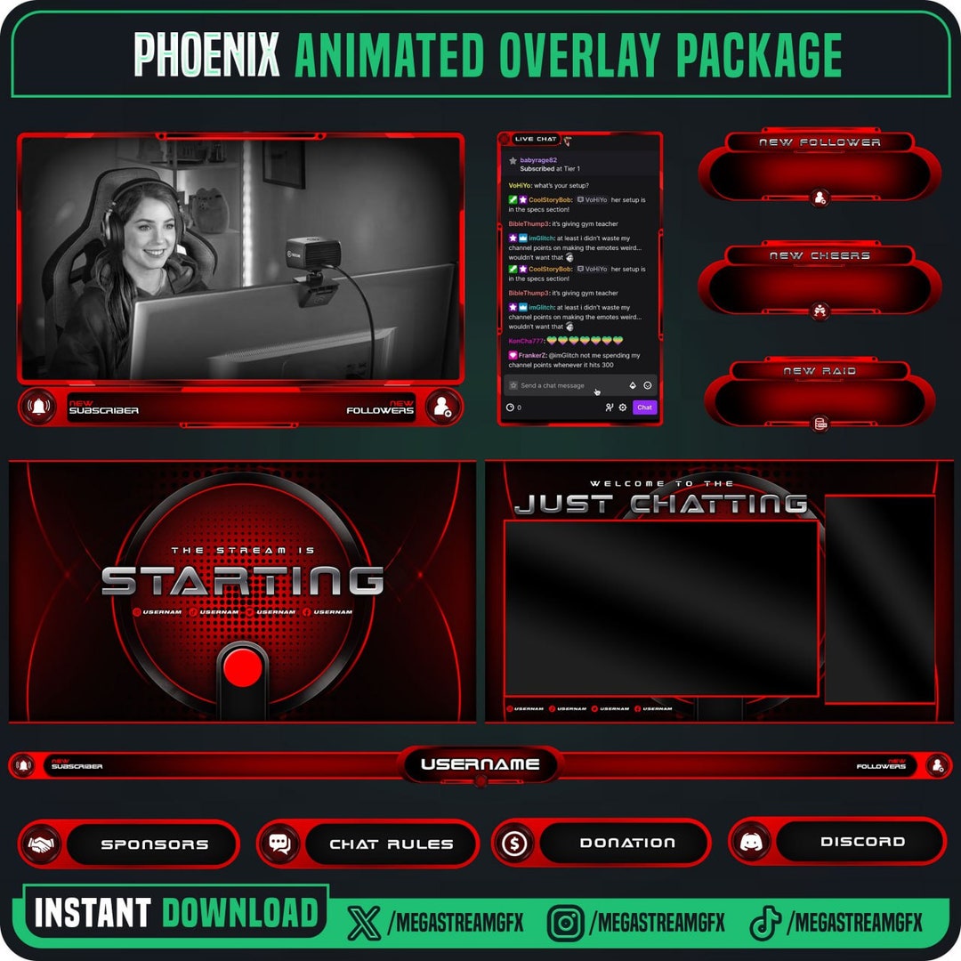 RED Stream Package - Red I Twitch Overlay I Twitch Panels I Twitch ...
