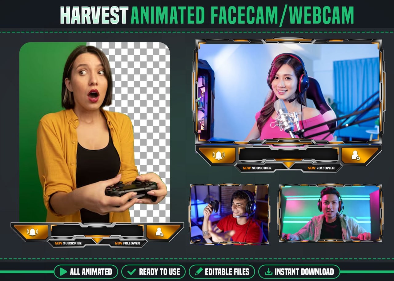 Animated GOLD Stream Overlay for Twitch Youtube Gold - Etsy