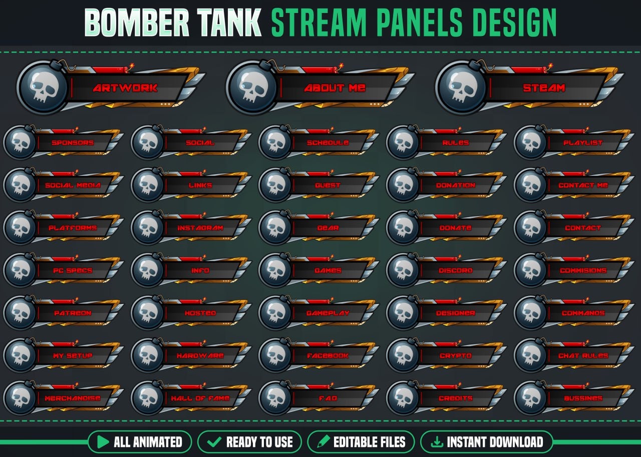 Bomber Tank Stream Overlay Package Bomb Twitch Overlay Twitch Webcam ...