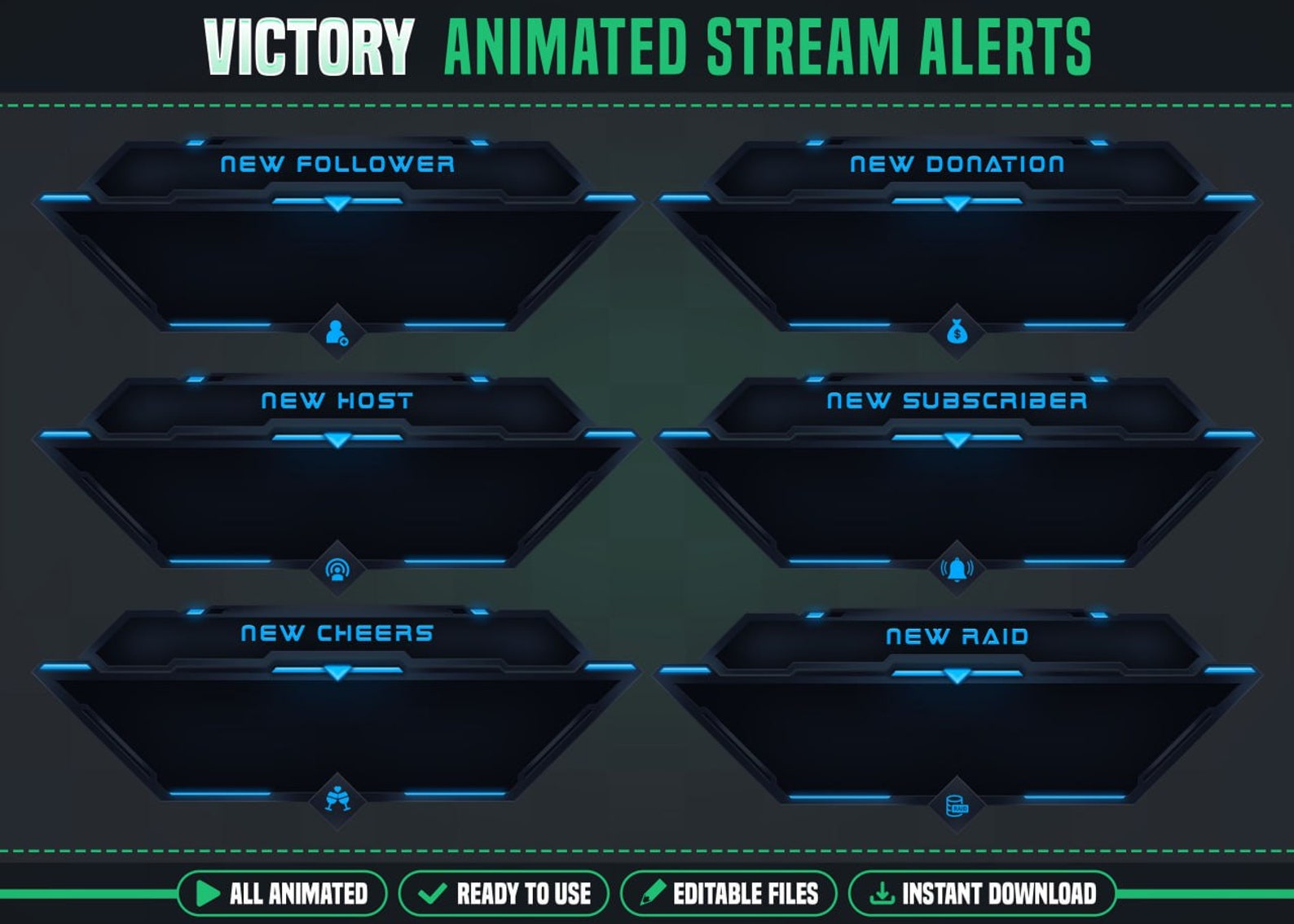 Blue Streaming Overlay Twitch Overlay I Twitch Panels I Twitch Alert ...