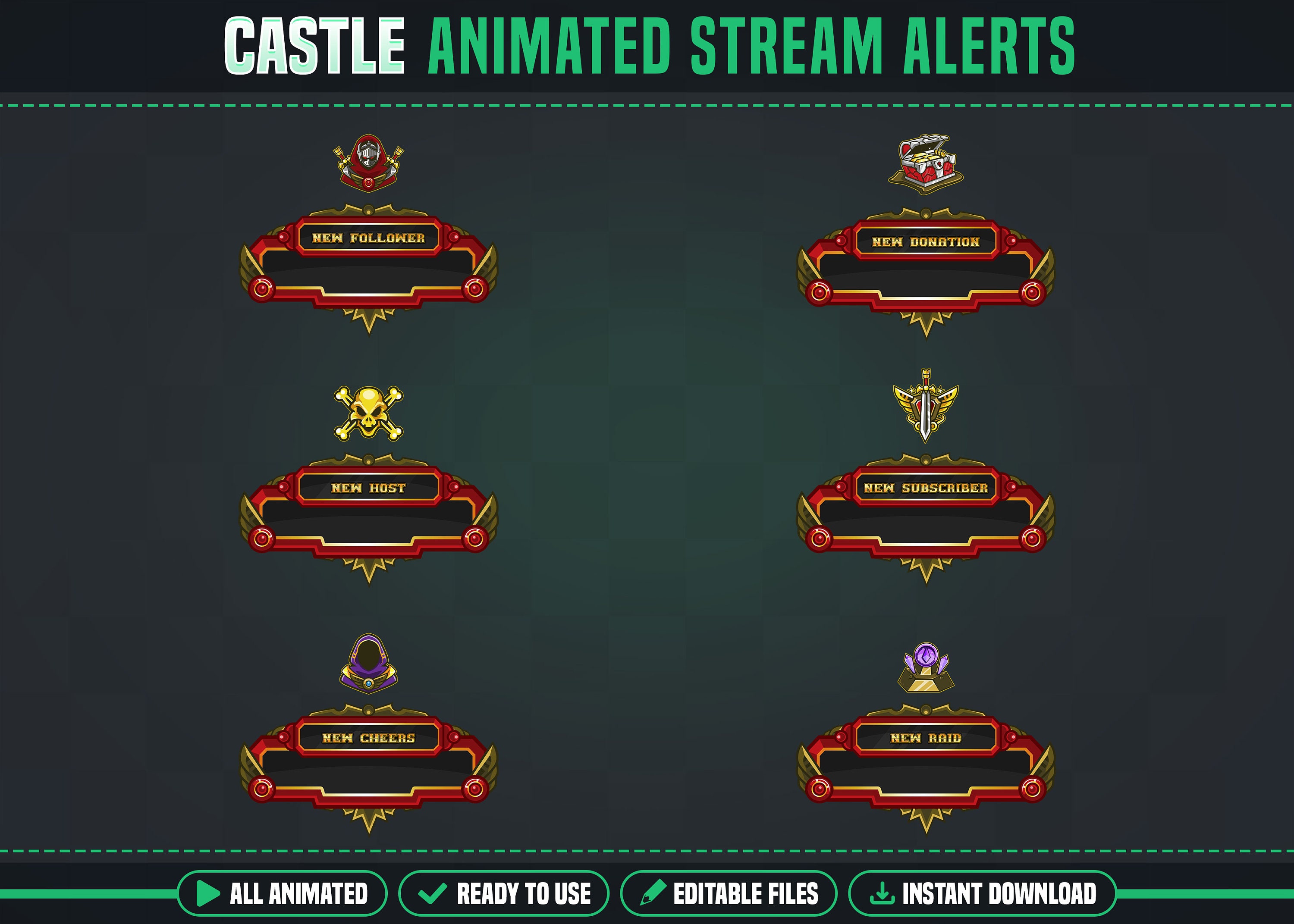 Horror Castle Stream Overlay Package horror Castle Twitch Overlay ...