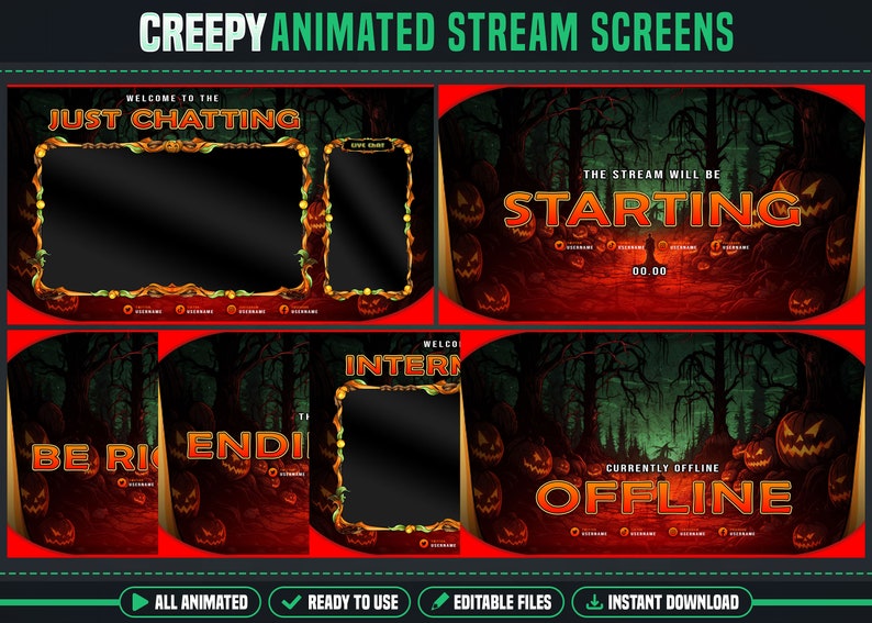Halloween Theme Stream Overlay Package Creepy Twitch Package Creepy ...