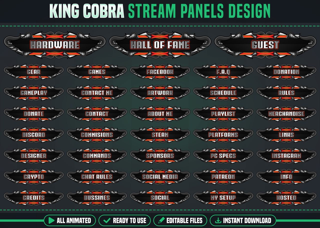 King Cobra Stream Overlay Pack - Thematic Overlay - Animal Overlay ...