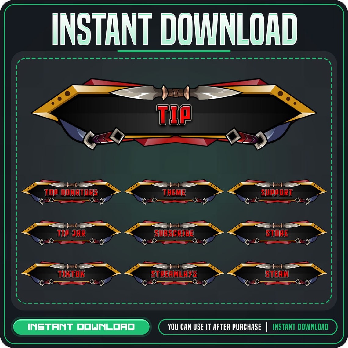 50x Dagger Theme Panels Dagger Twitch Panels Customize Text Twitch ...