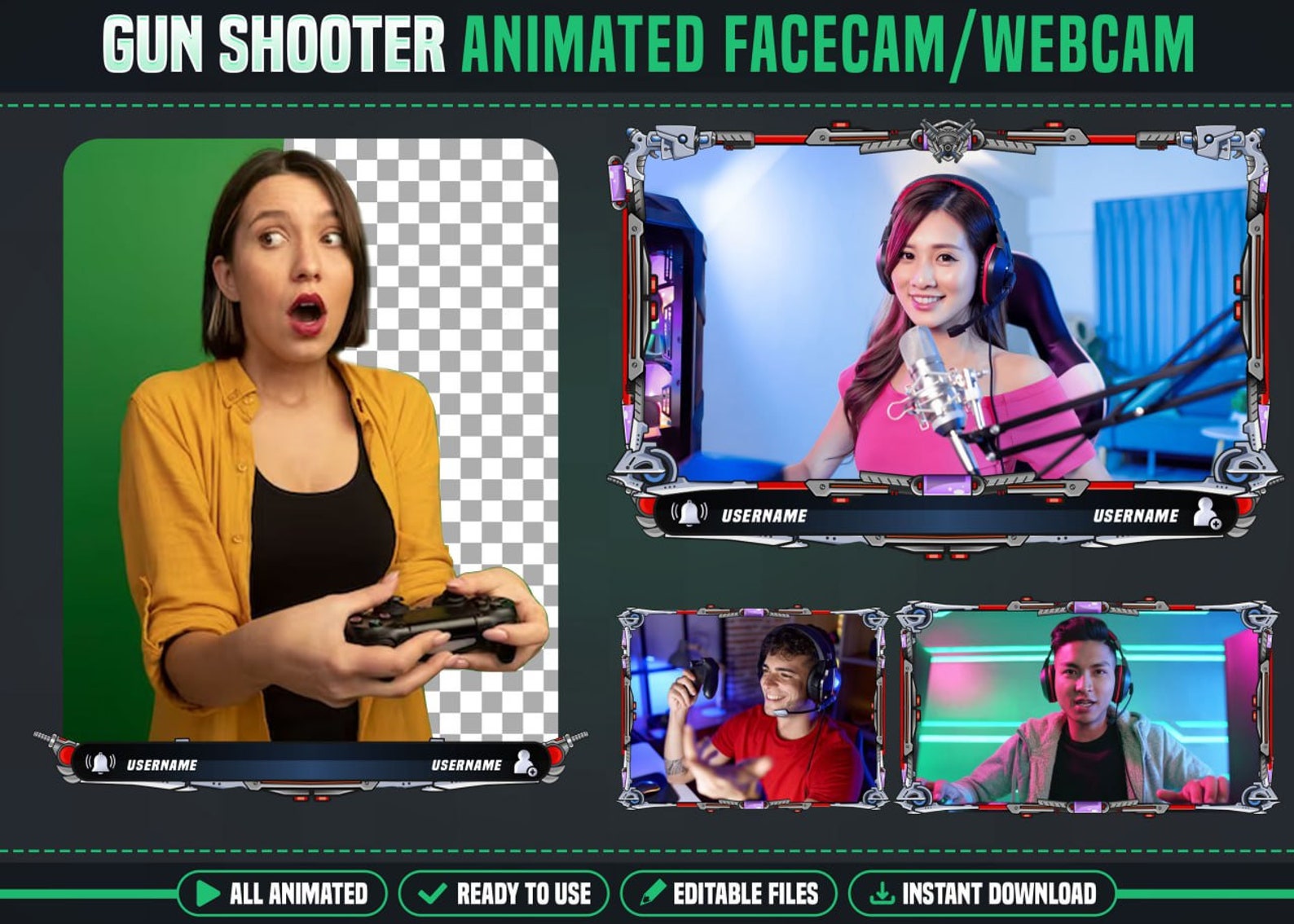 Gun Shooter Stream Overlay Package Gun Shooter Twitch Overlay Twitch ...
