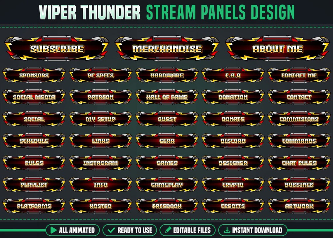 Stream Overlay Pack Viper Thunder Fantasy Stream Overlays Overlay for ...