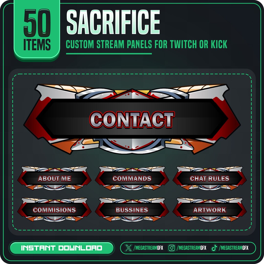 50x Sacrifice Theme Panels Twitch Panels Customize Text Twitch Panels ...