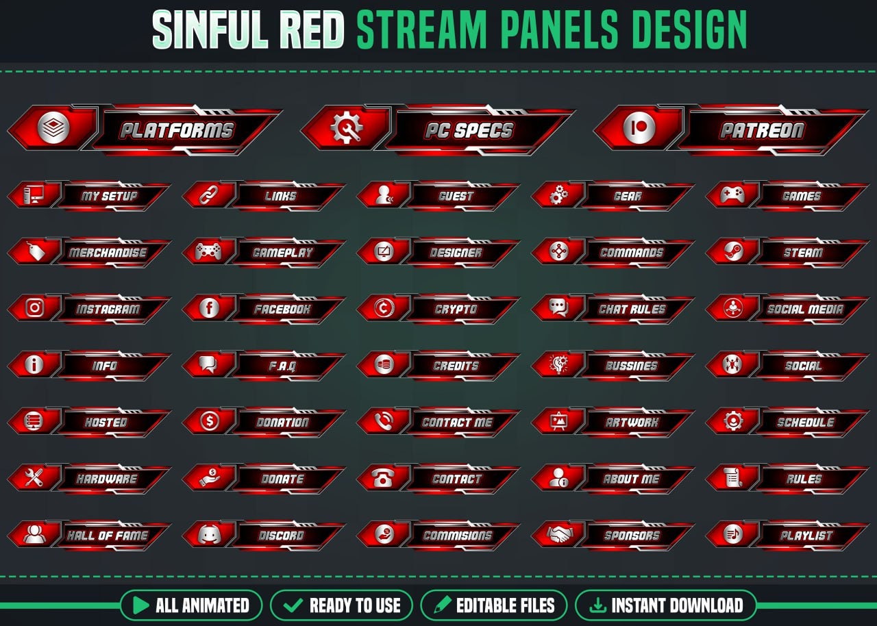 Red Clean Overlay - Clean Overlay - Twitch Overlay -stream Package ...