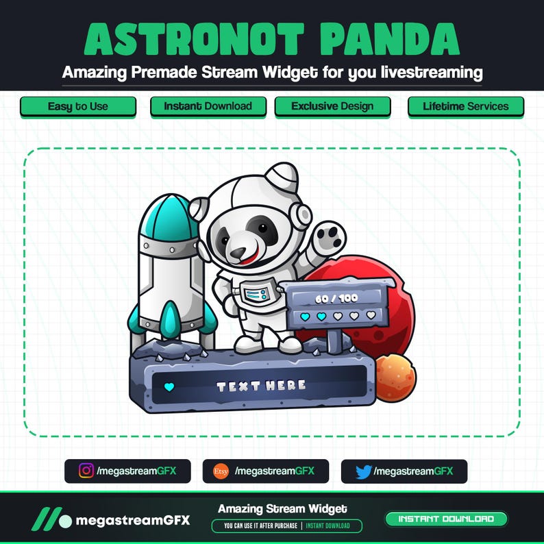 Panda Stream Widget Space Themed Stream Widget for Twitch Streamers ...