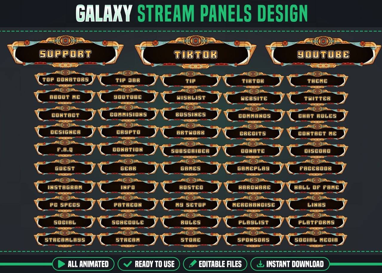 Space Galaxy Stream Overlay Package | Galaxy Twitch Package | Space ...