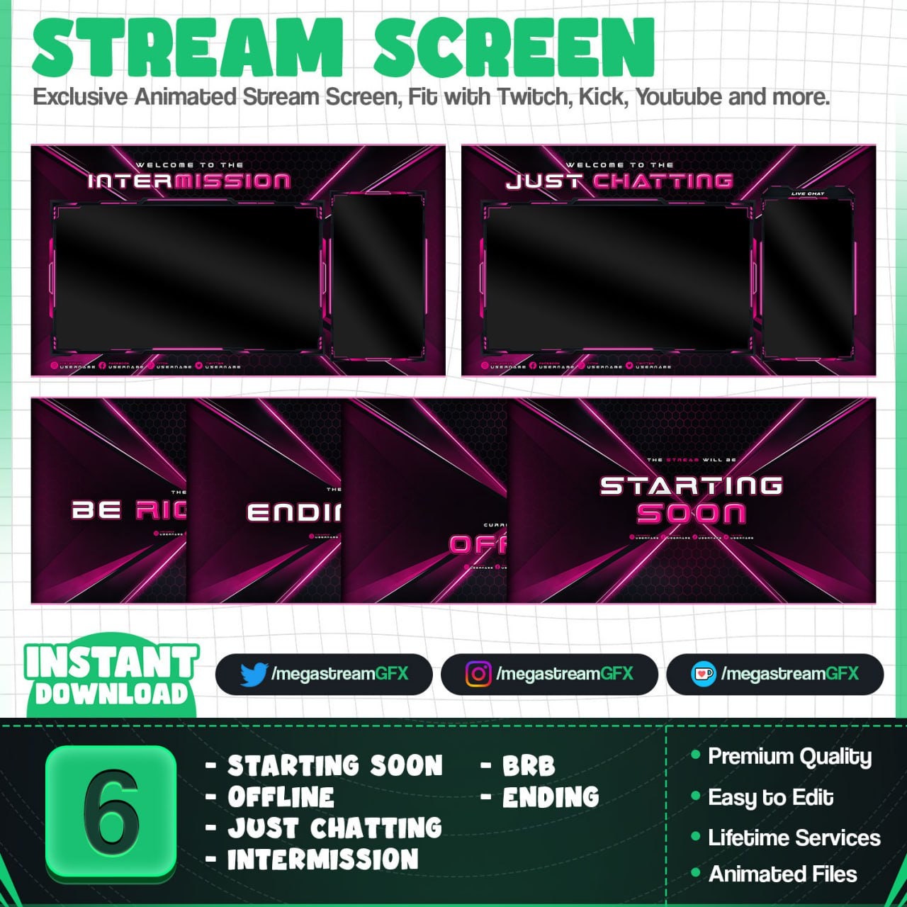 Professional Pink Stream Overlay I Twitch Overlay I Twitch - Etsy