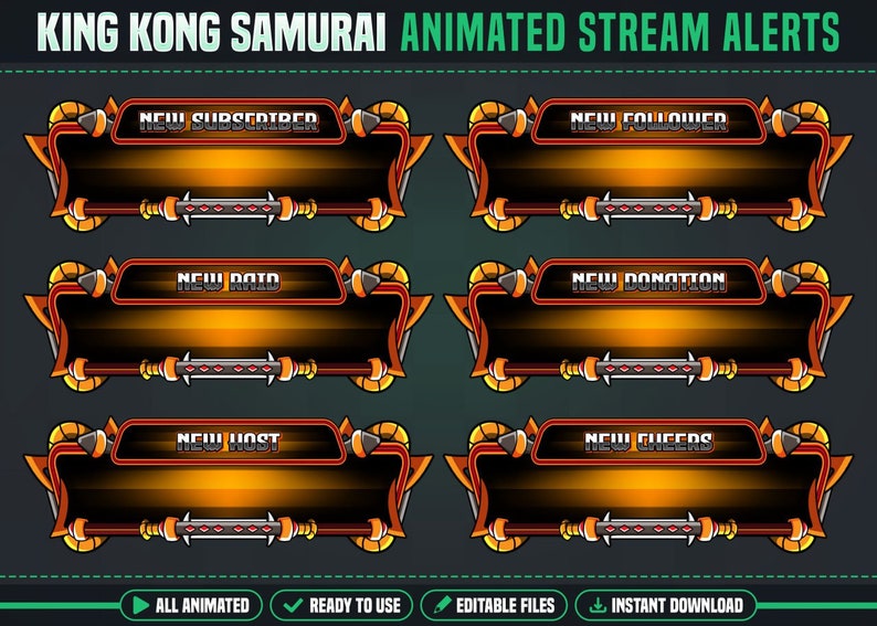 King Kong Samurai Overlay Ape Stream Overlays Overlay for Twitch ...