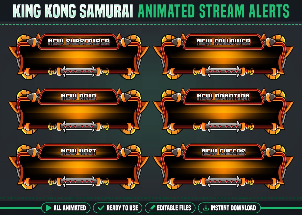 King Kong Samurai Overlay Ape Stream Overlays Overlay for Twitch ...