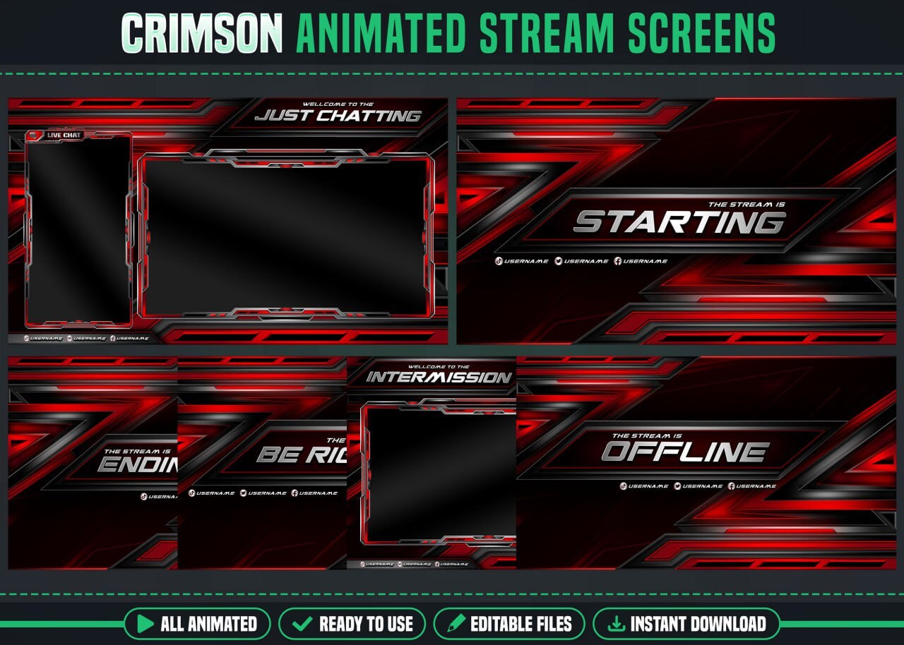 Professional Red Overlay for Stream Red Theme Overlay Clean Overlay ...