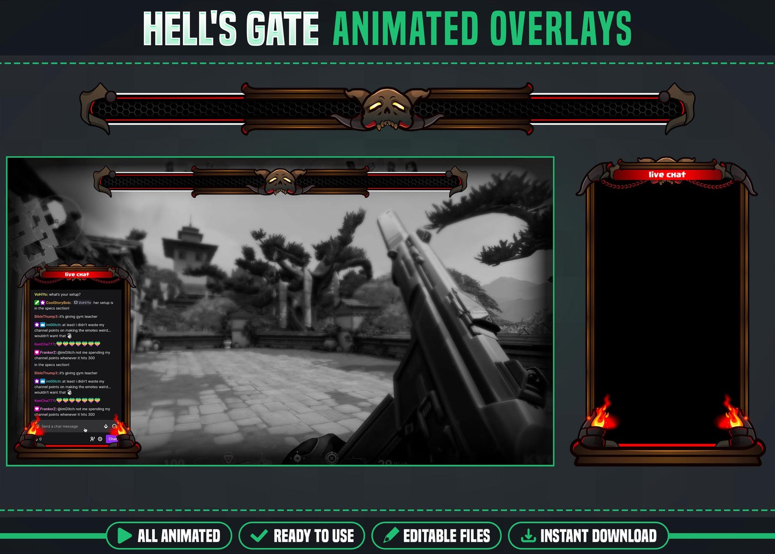 Red Flames Stream Overlay Package Red Stream Overlay Horror Overlay ...