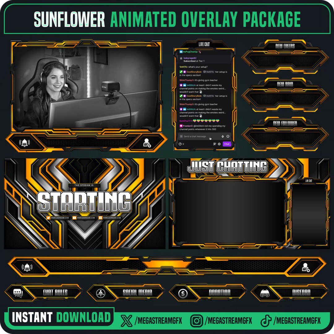 Yellow Theme Streaming Overlay Stream Overlays Package for Twitch ...