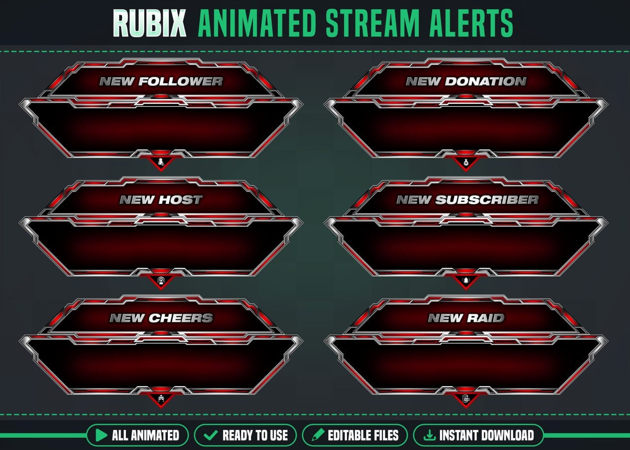 Red & Black Twitch Overlay Package Red Twitch Theme Red Stream Overlay ...