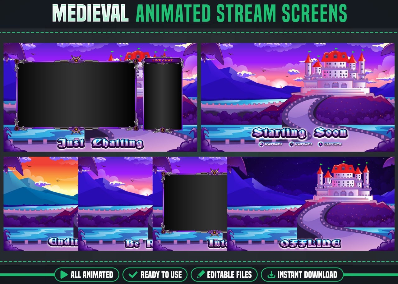 Medieval Stream Overlay Package medieval Twitch Overlay Twitch Webcam ...