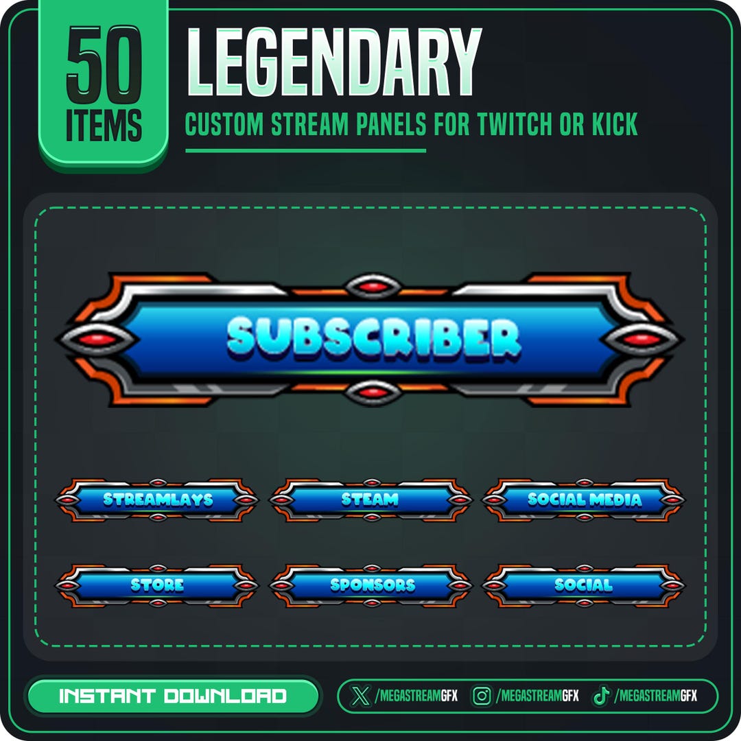 50 Pack Twitch Panels Heritage Twitch Panels Blue Panels Customize Text ...