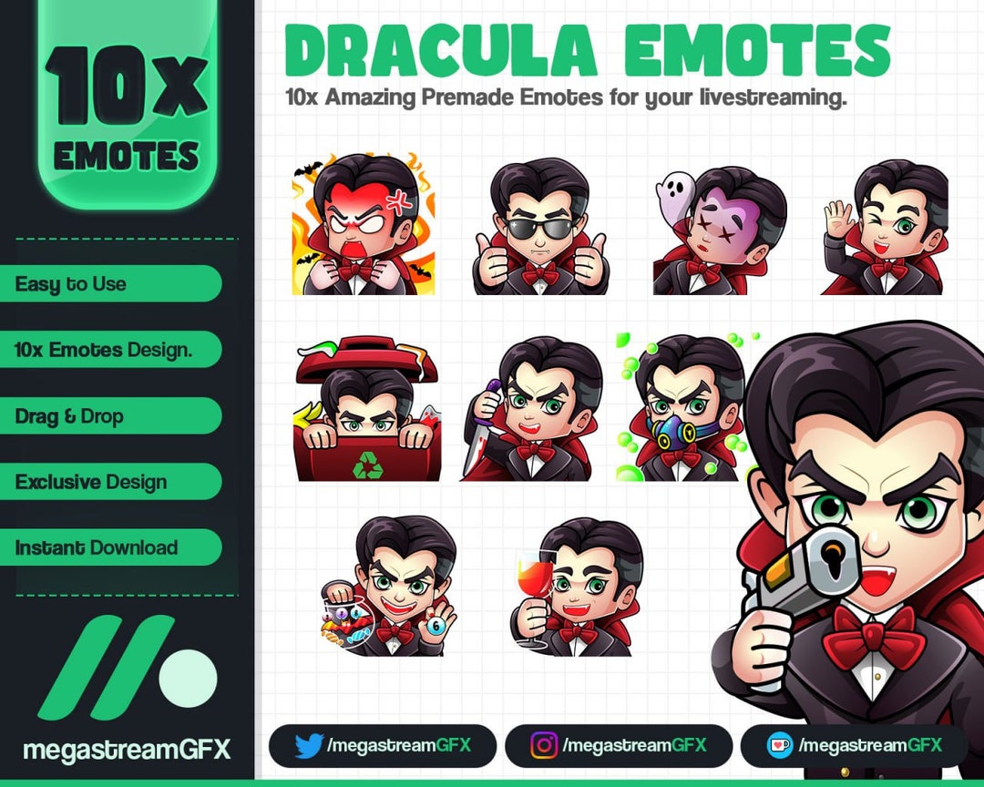 10x Dracula Twitch Emotes Horror Emotes Halloween Twitch Discord Emotes ...