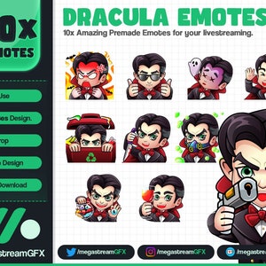 10x Dracula Twitch Emotes Horror Emotes Halloween Twitch Discord Emotes ...