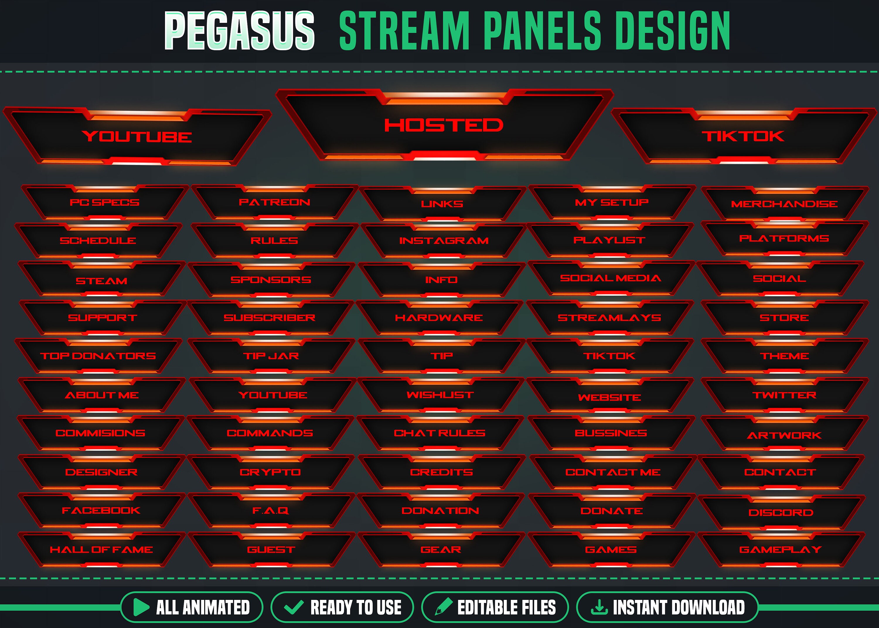 RED Streaming Overlay Twitch Overlay I Twitch Panels I Twitch Alert I ...