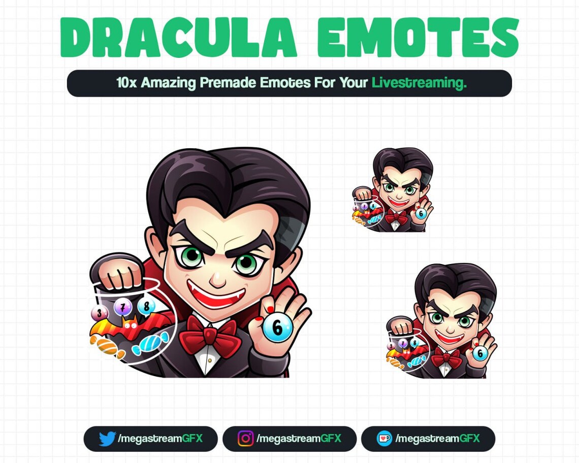 10x Dracula Twitch Emotes Horror Emotes Halloween Twitch - Etsy