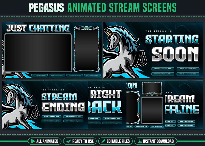 Pegasus Overlay Pack Mythology Overlay Animal Overlays Overlay for Twitch/dicscord /youtube/kick ...