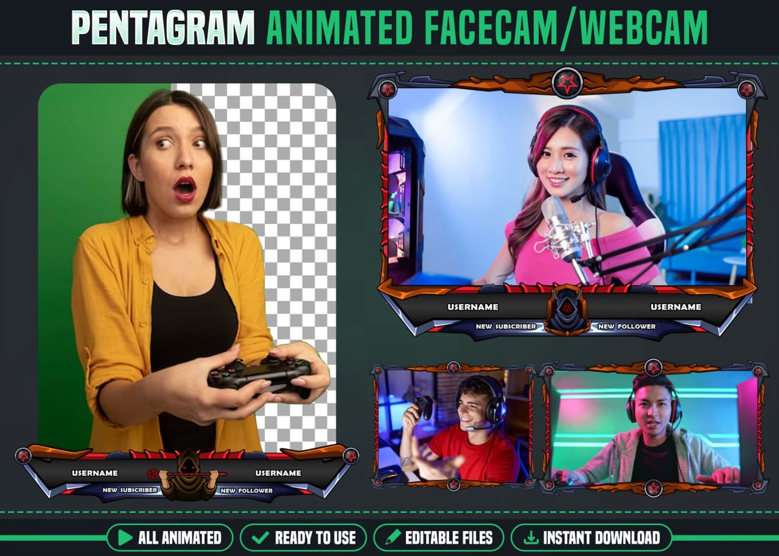 Horror Stream Overlay Package Overlay for Twitch/discord /youtube Thematic Overlay Red Overlay ...
