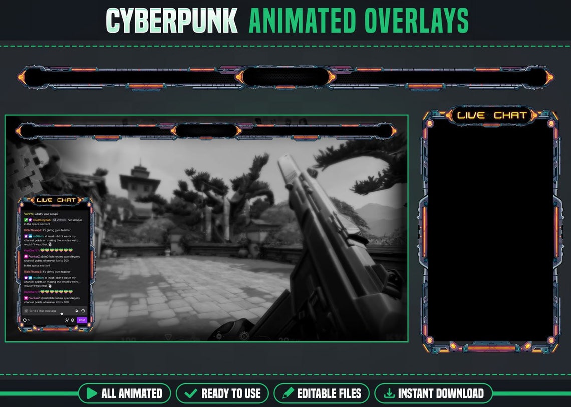 Cyberpunk Stream Overlay Package Cyberpunk Twitch Package Cyberpunk ...