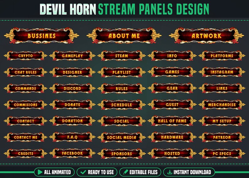 Devil Horn Stream Overlay Package Devil Horn Twitch Package Devil Horn ...