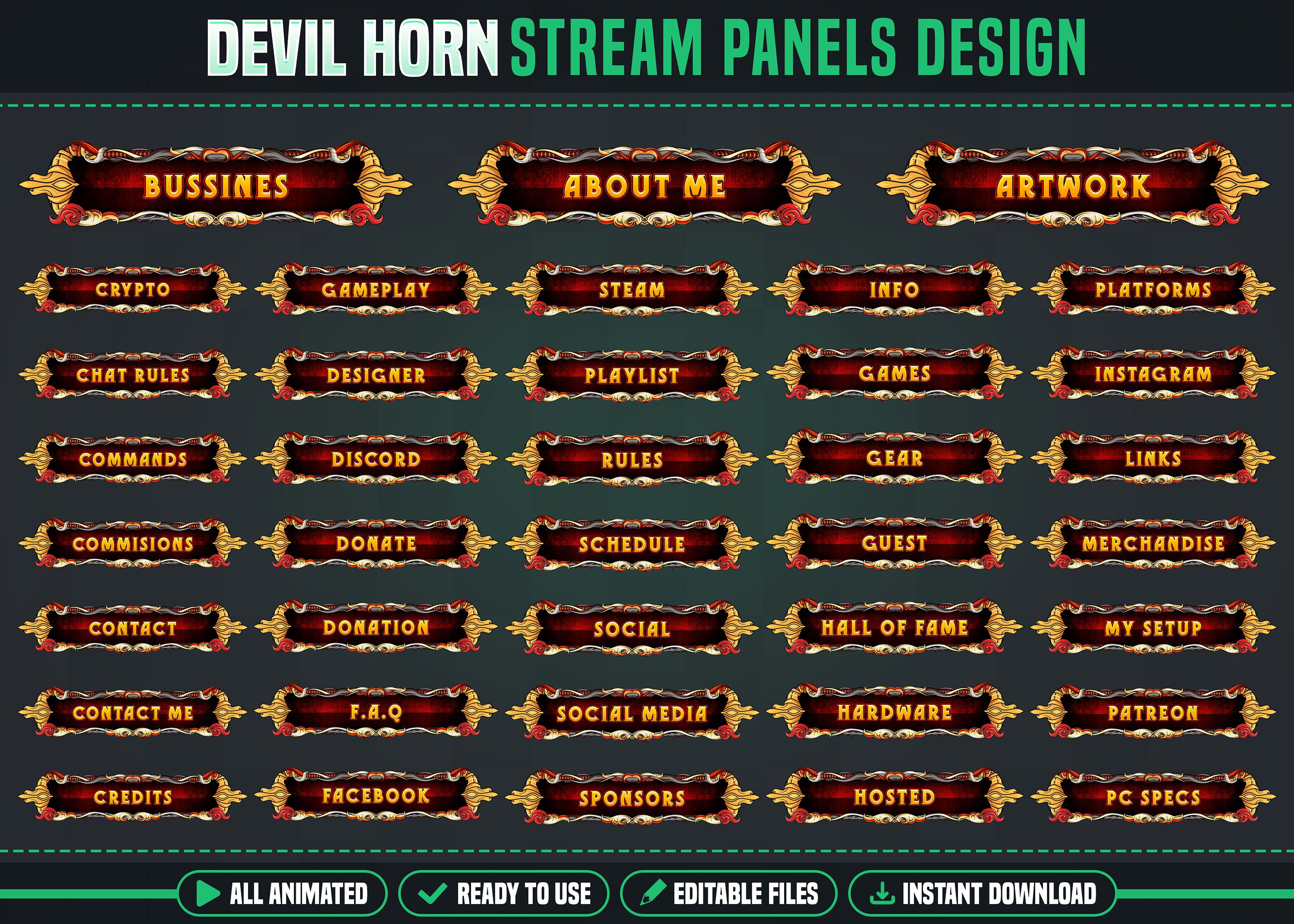 Devil Horn Stream Overlay Package Devil Horn Twitch Package Devil Horn ...
