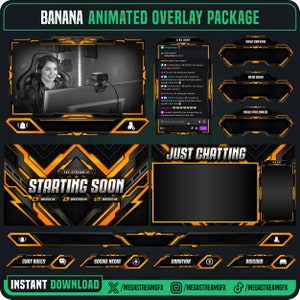 Professional Yellow Overlay Clean Stream Overlays Package for Twitch ...