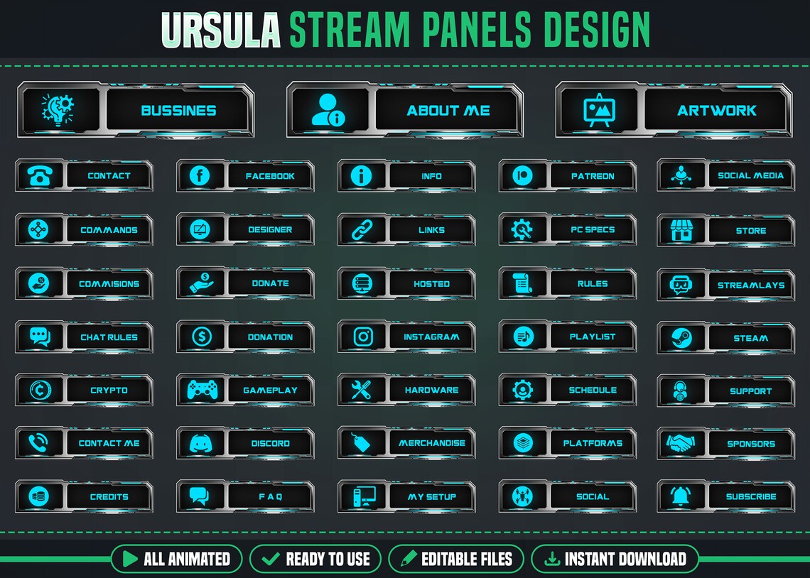CYAN Twitch Overlay Package Cyan Stream Overlay Pack Stream Overlay ...