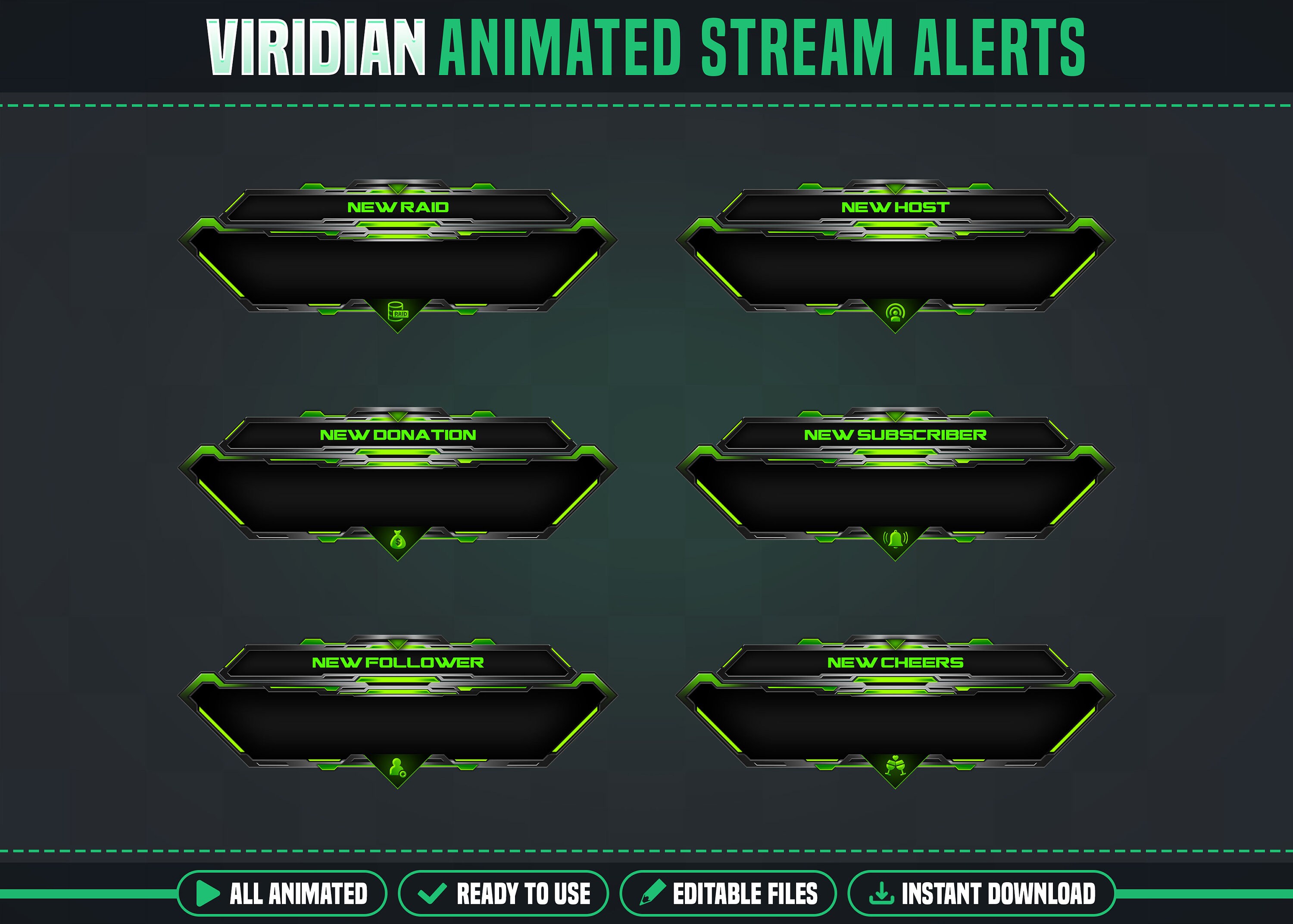 GREEN Twitch Overlay Package Green Animated Stream Overlay Pack ...