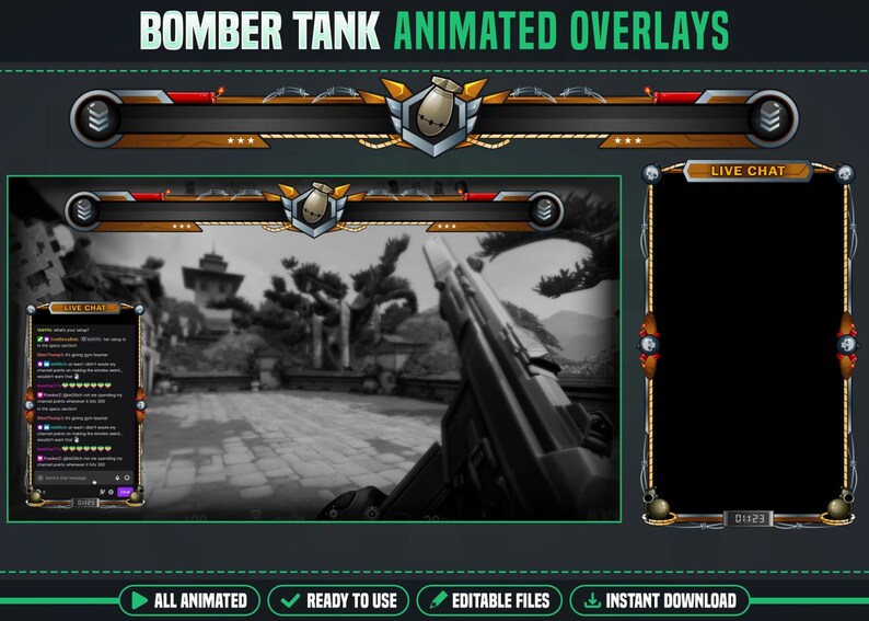 Bomber Tank Stream Overlay Package Bomb Twitch Overlay Twitch Webcam ...