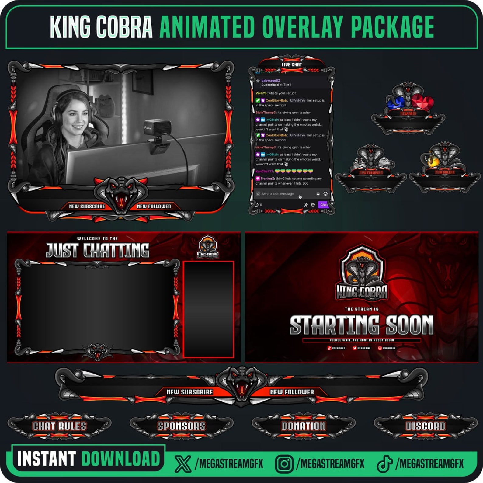 King Cobra Stream Overlay Pack Thematic Overlay Animal Overlay Overlay ...