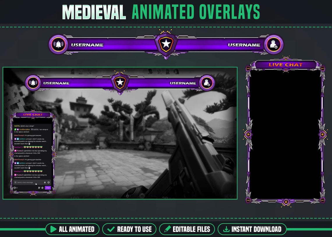 Medieval Stream Overlay Package medieval Twitch Overlay Twitch Webcam ...