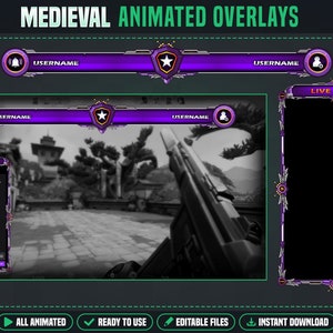 Medieval Stream Overlay Package medieval Twitch Overlay Twitch Webcam ...