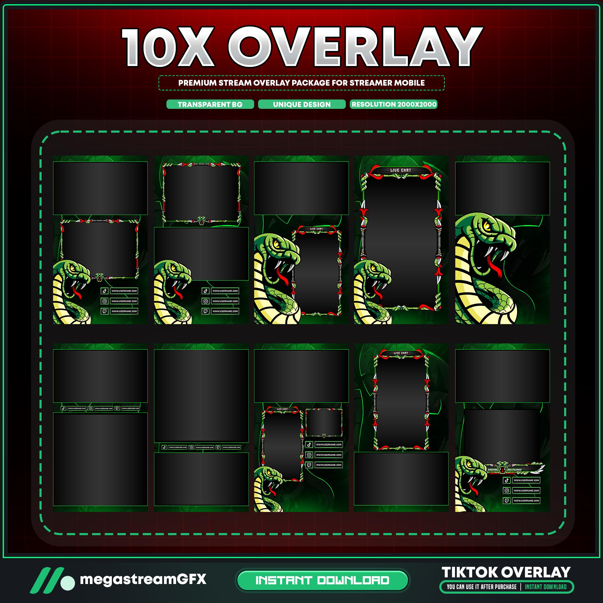 Viper Design Tiktok Overlays Tiktok Overlay Set Vertical Overlay Stream Overlay for Tiktok, Live ...