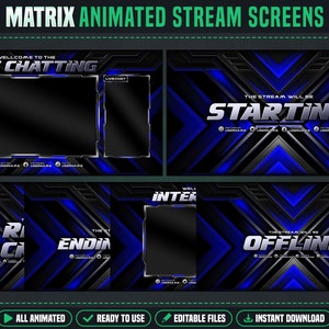 BLUE Twitch Overlay Package Blue Stream Overlay Pack Stream Overlay ...