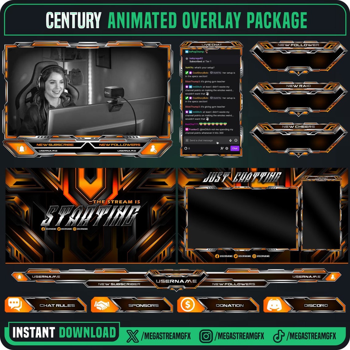 Professional Orange Overlay for Stream Orange Theme Overlay Clean ...