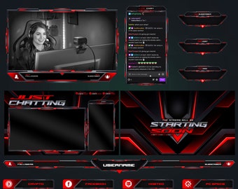Twitch Overlay Package Red Animated Stream Overlay Pack Red Twitch ...