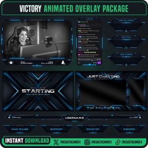 Blue Streaming Overlay Twitch Overlay I Twitch Panels I Twitch Alert ...