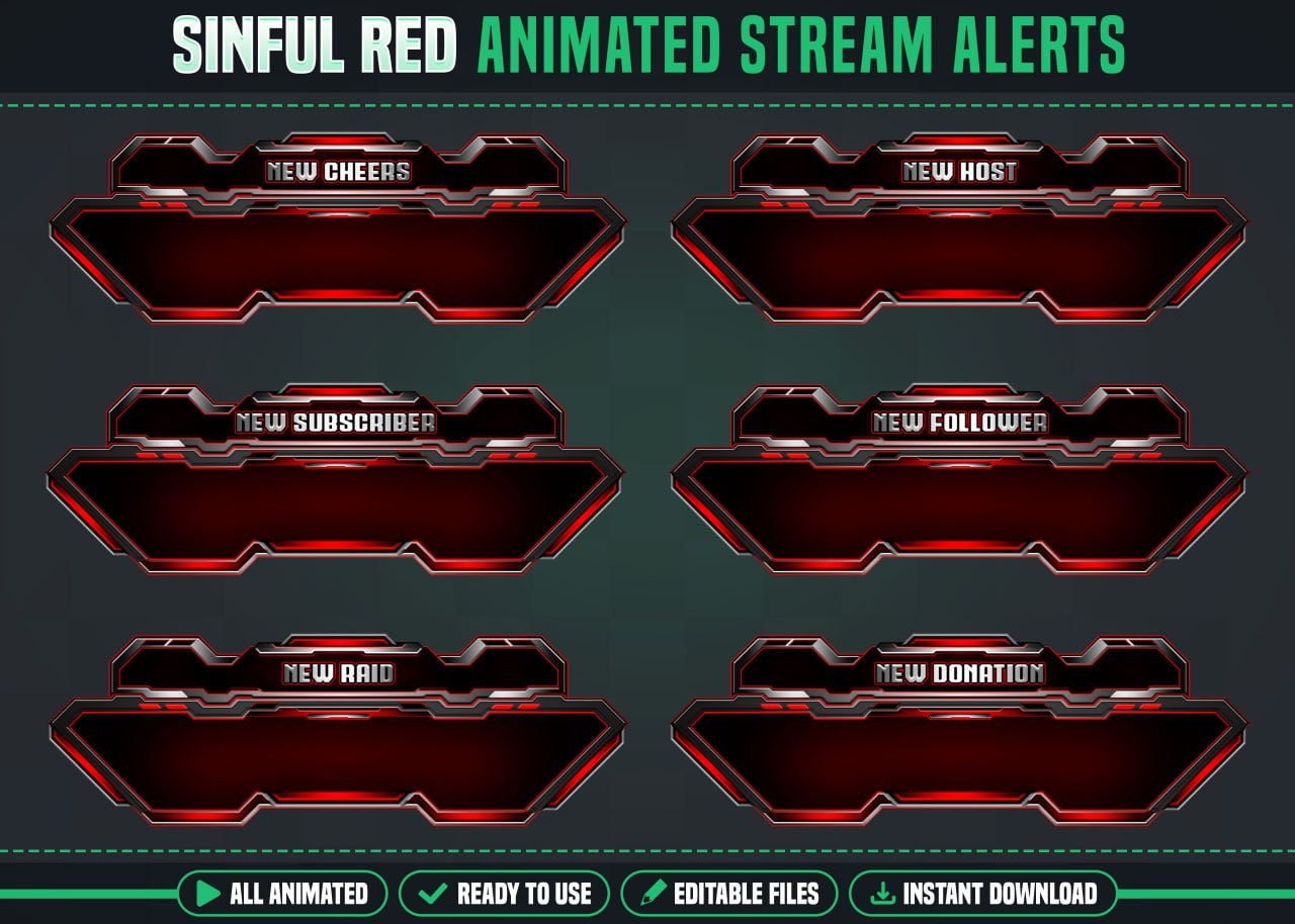 Red Clean Overlay - Clean Overlay - Twitch Overlay -stream Package ...