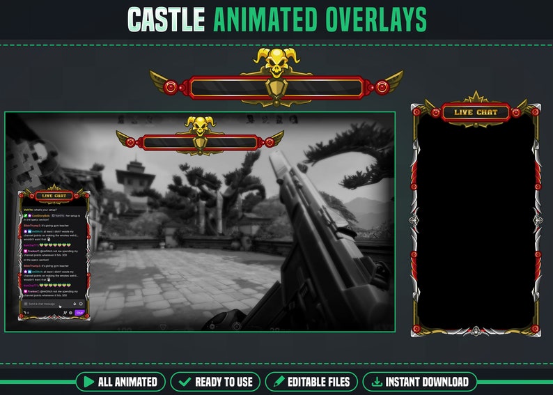 Horror Castle Stream Overlay Package horror Castle Twitch Overlay ...