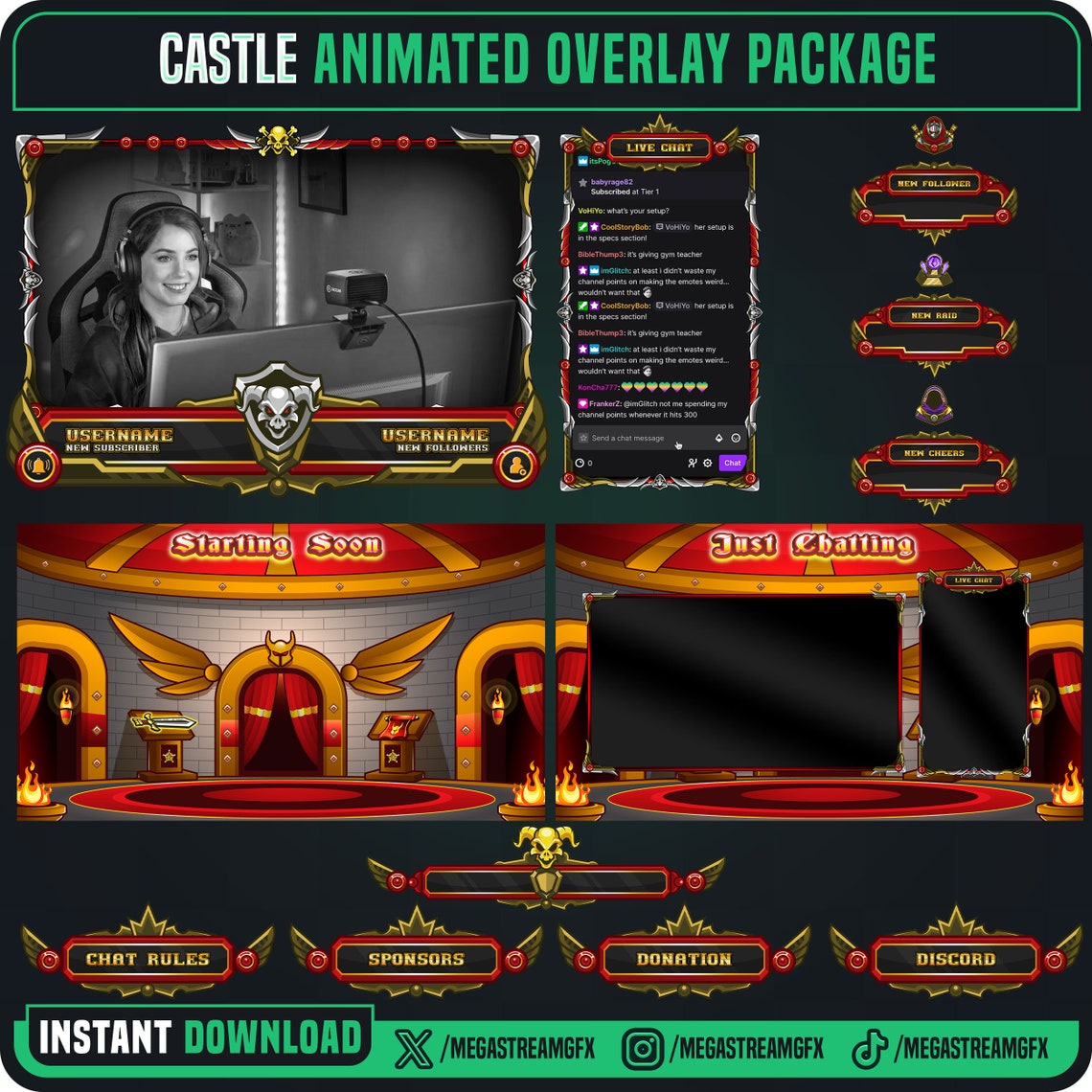 Horror Castle Stream Overlay Package horror Castle Twitch Overlay ...