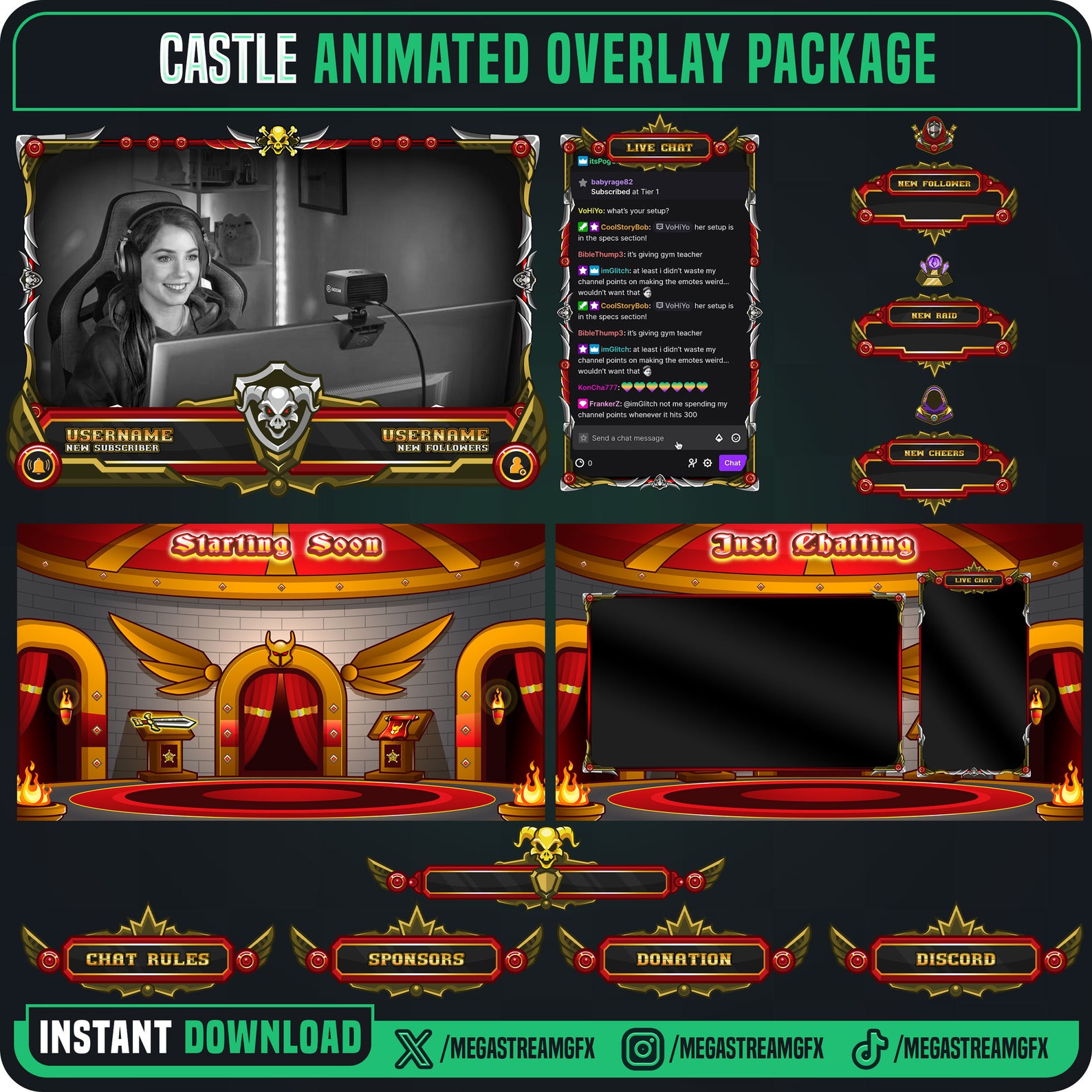 Horror Castle Stream Overlay Package horror Castle Twitch Overlay ...